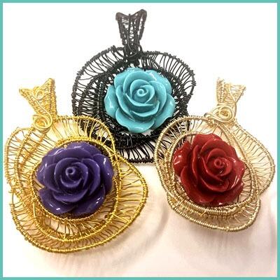 Rose wire pendant
