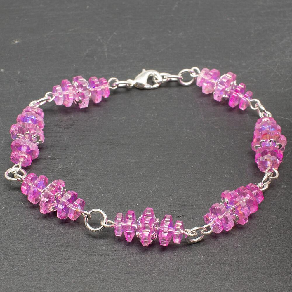 Margarita Flower Bracelets - Pink & Silver