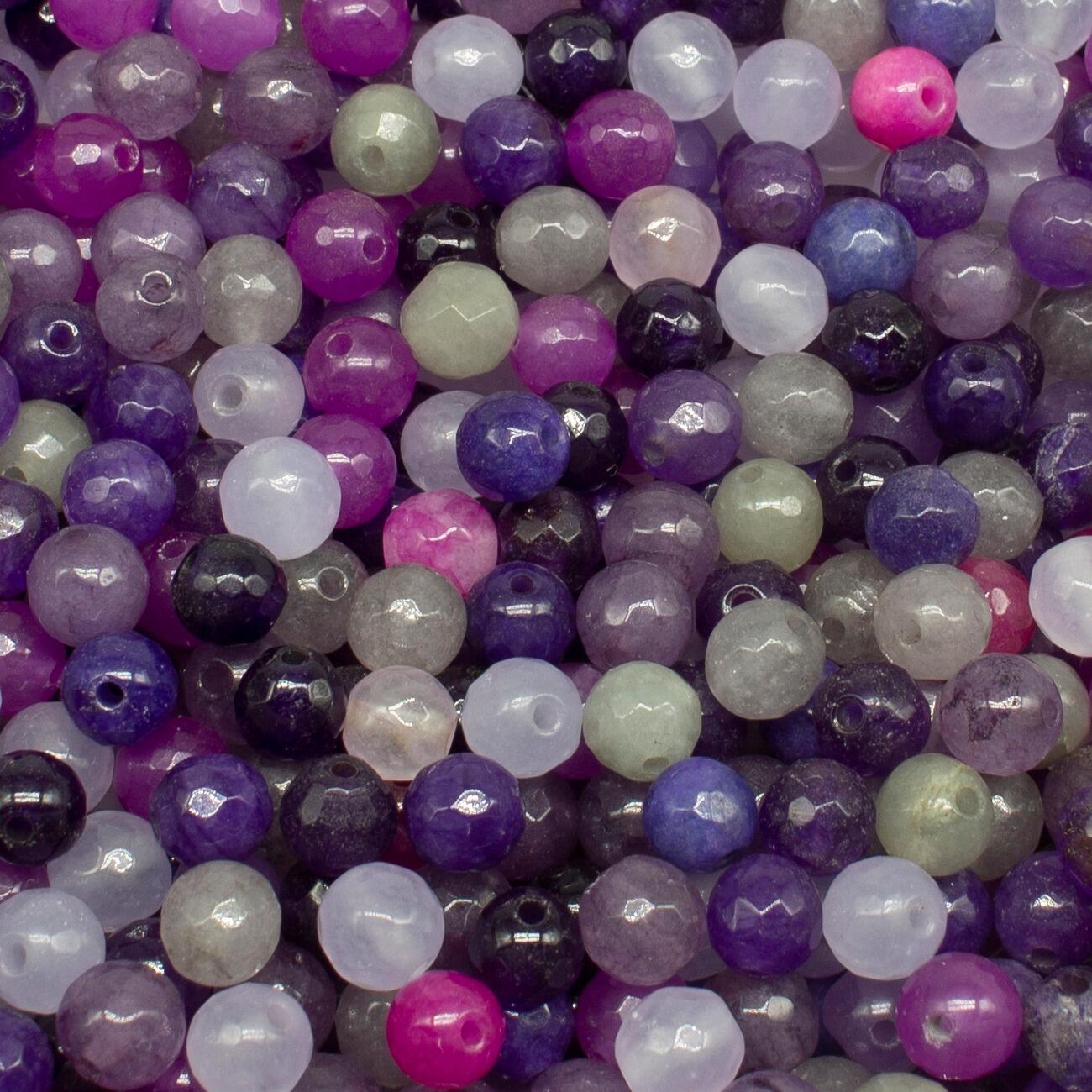 Dyed Jade 6mm Facet Round Beads Mix 60pc - Purple
