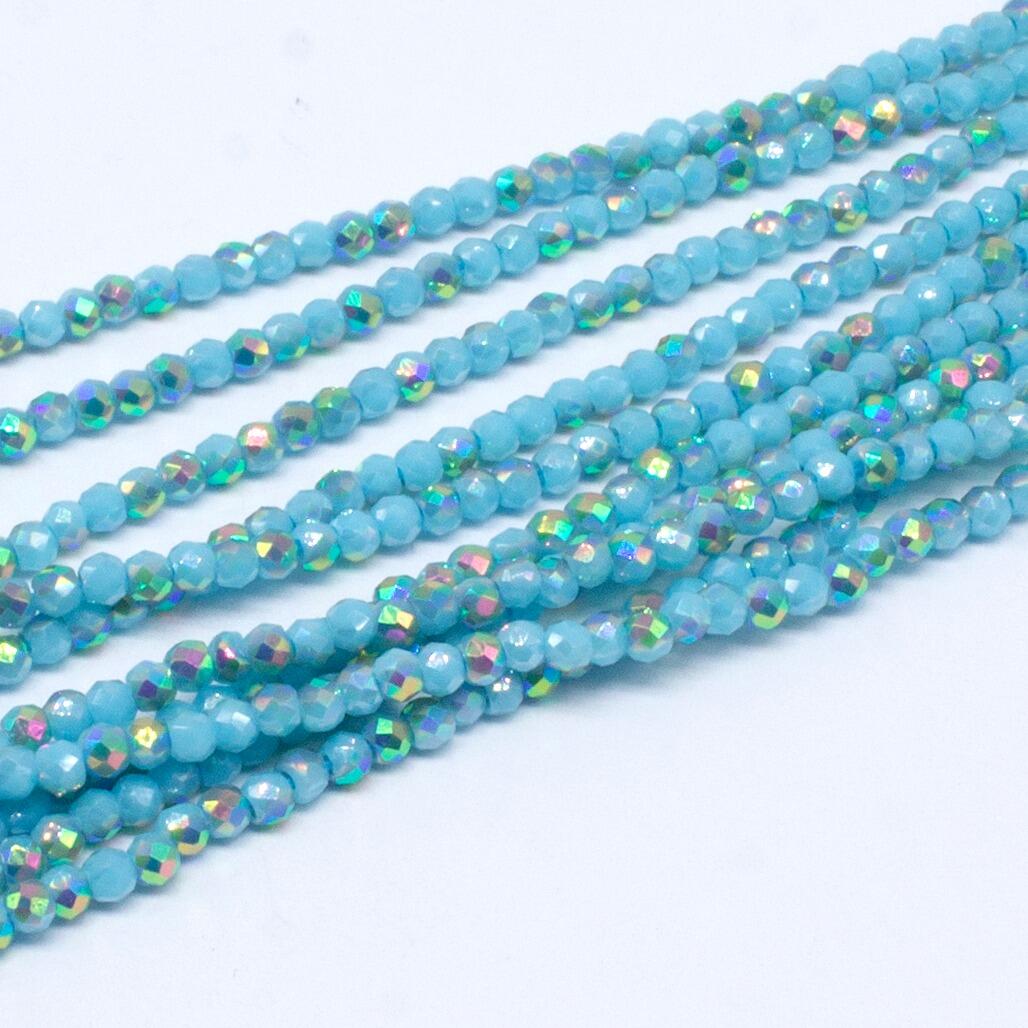 Micro Crystal Round Beads 1.5mm - Aqua Rainbow