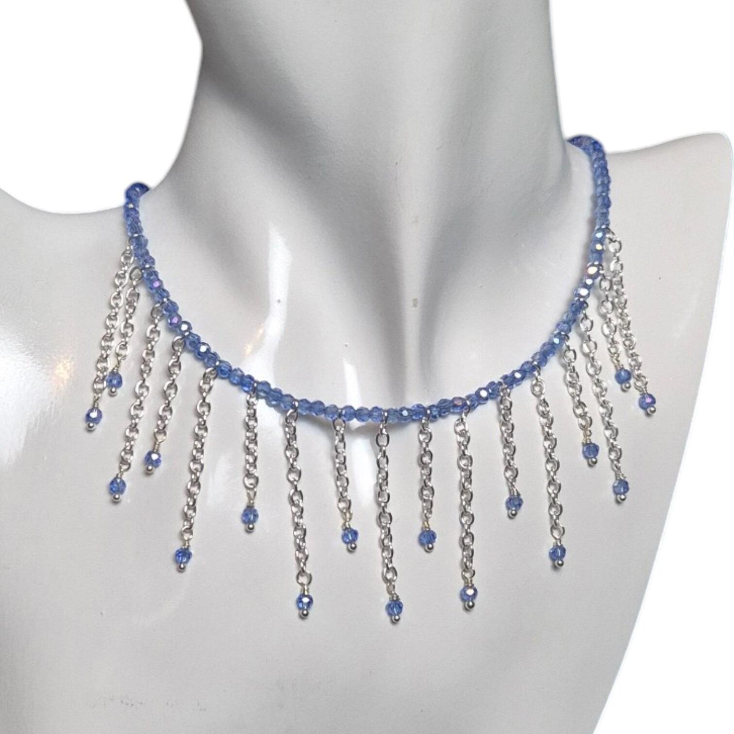 Lorraine Wrapped Loop Necklace - Light Blue