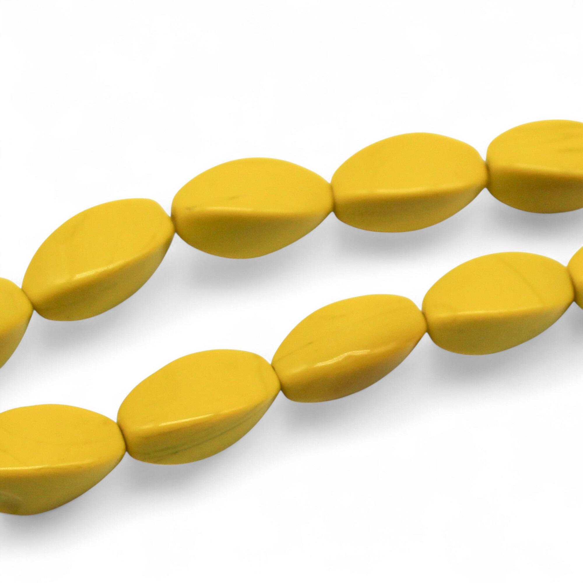 Glass Twist Tube Beads 19mm - Yellow 15" string