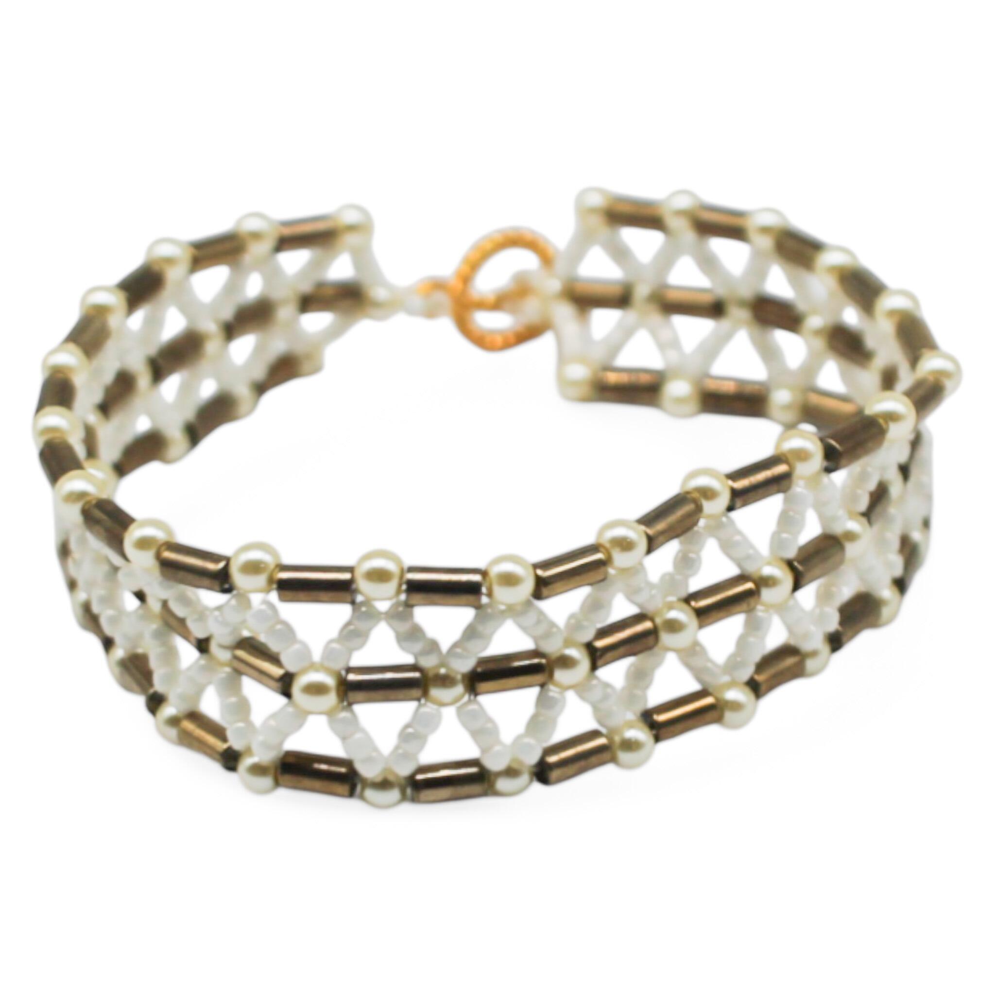 Tube Lattice Bracelet Makes 2 - Cream