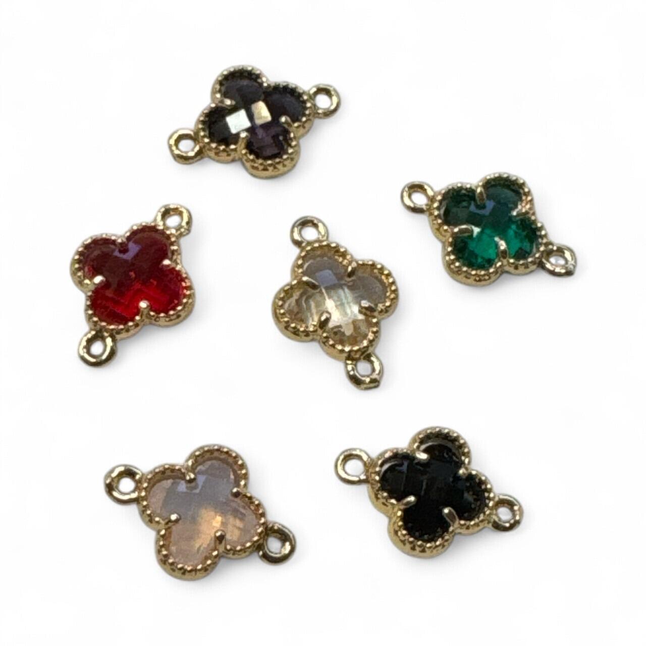 CZ Clover Connector 9mm - 6 Mixed Colours