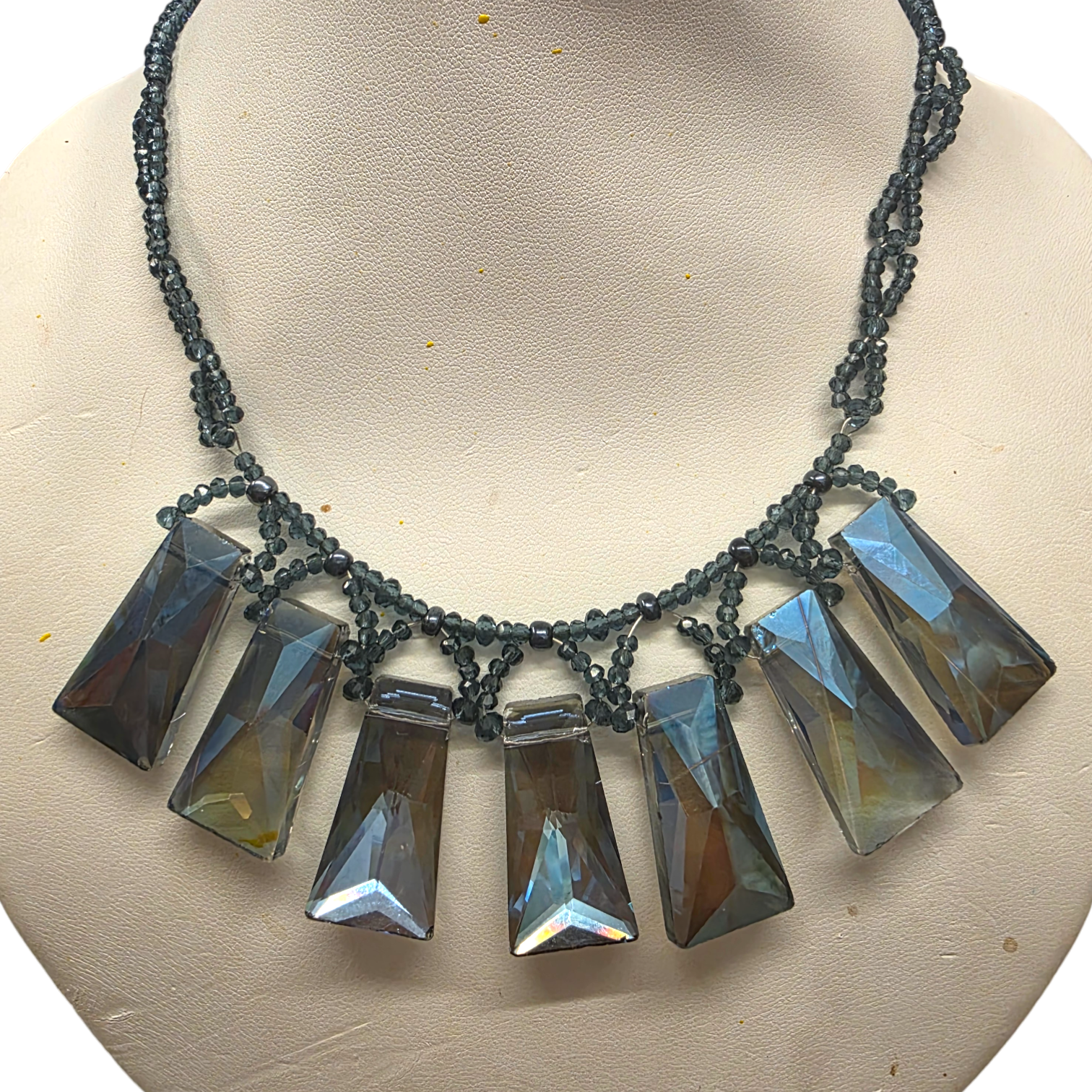 Trapezoid Crystal Necklace - Blue