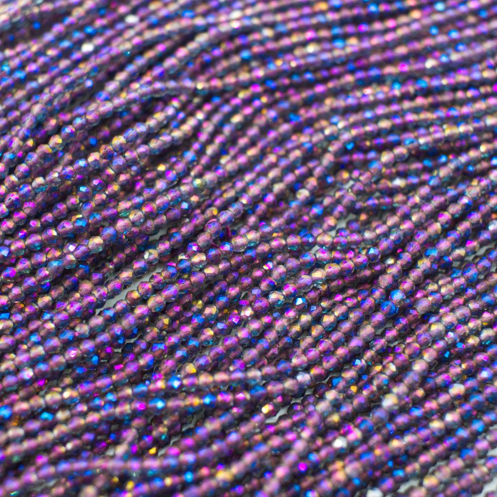 Micro Crystal Round Beads 1.5mm - Purple AB