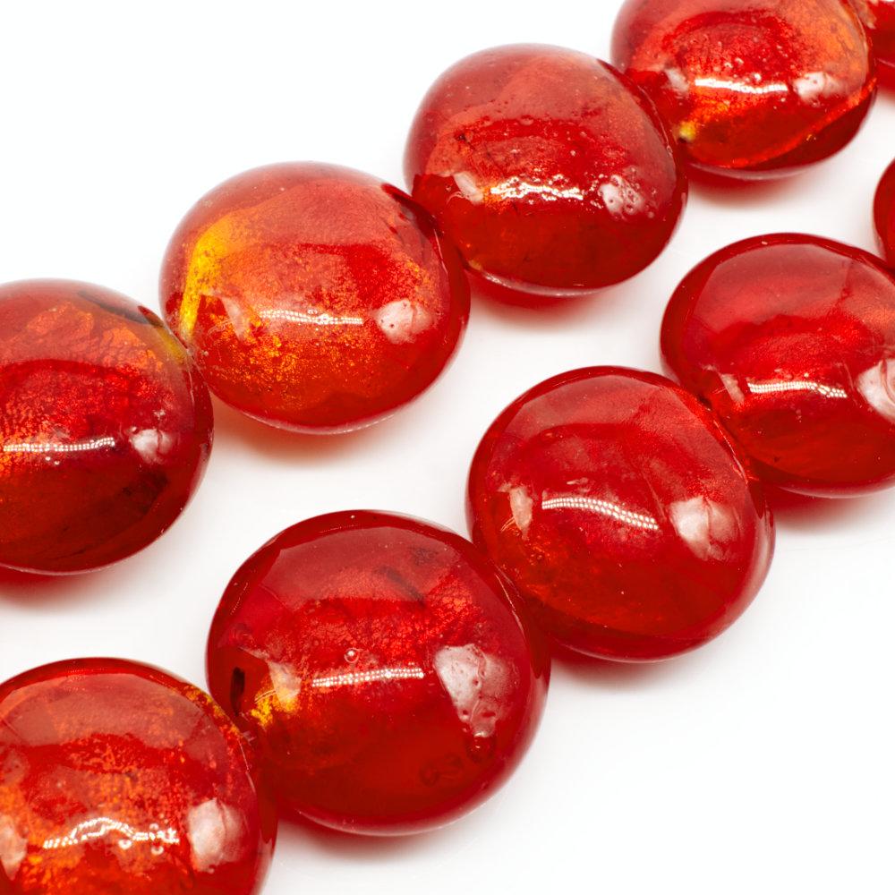 Silver Foil Disc Bead 24mm - Red
