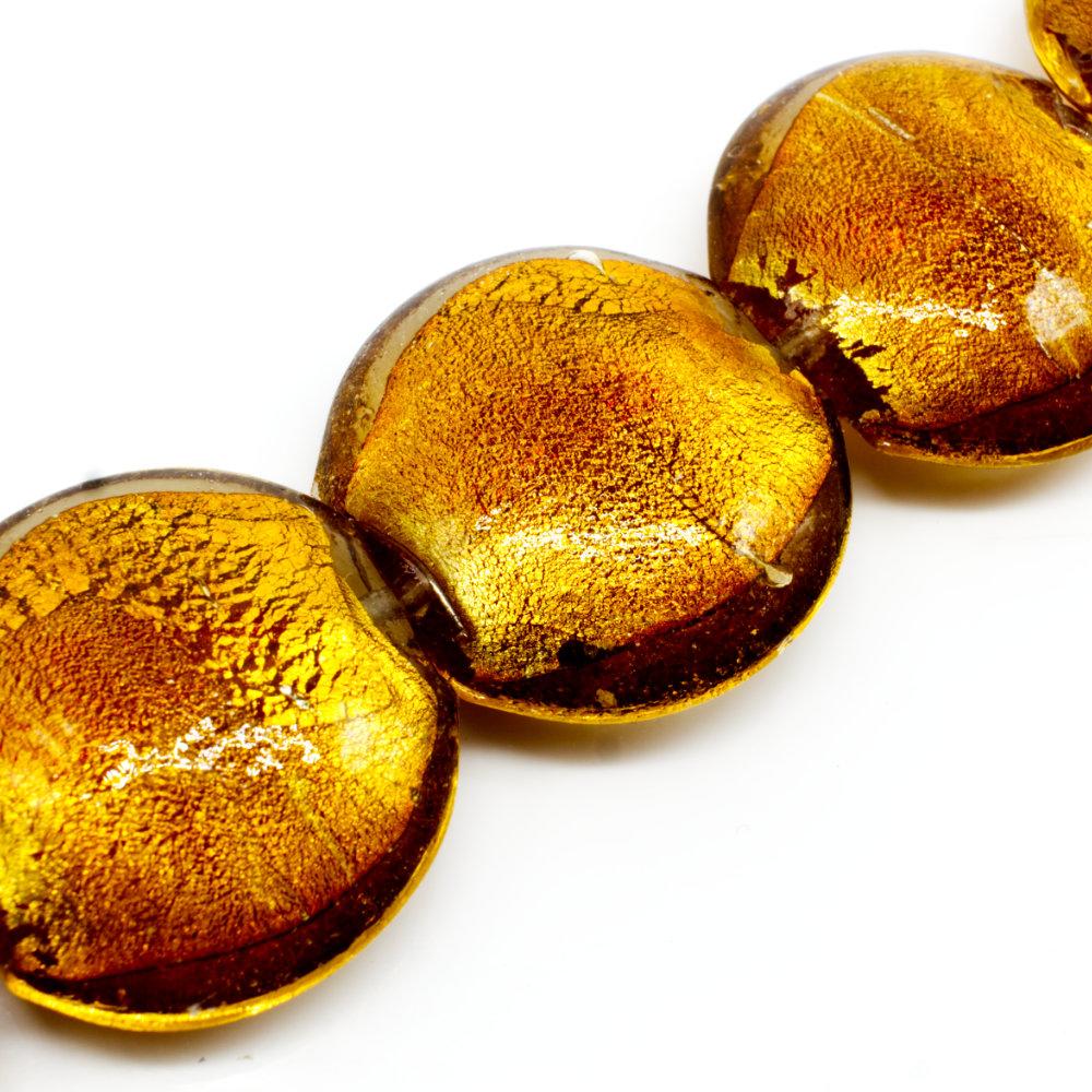 Silver Foil Disc Bead 34mm - Gold