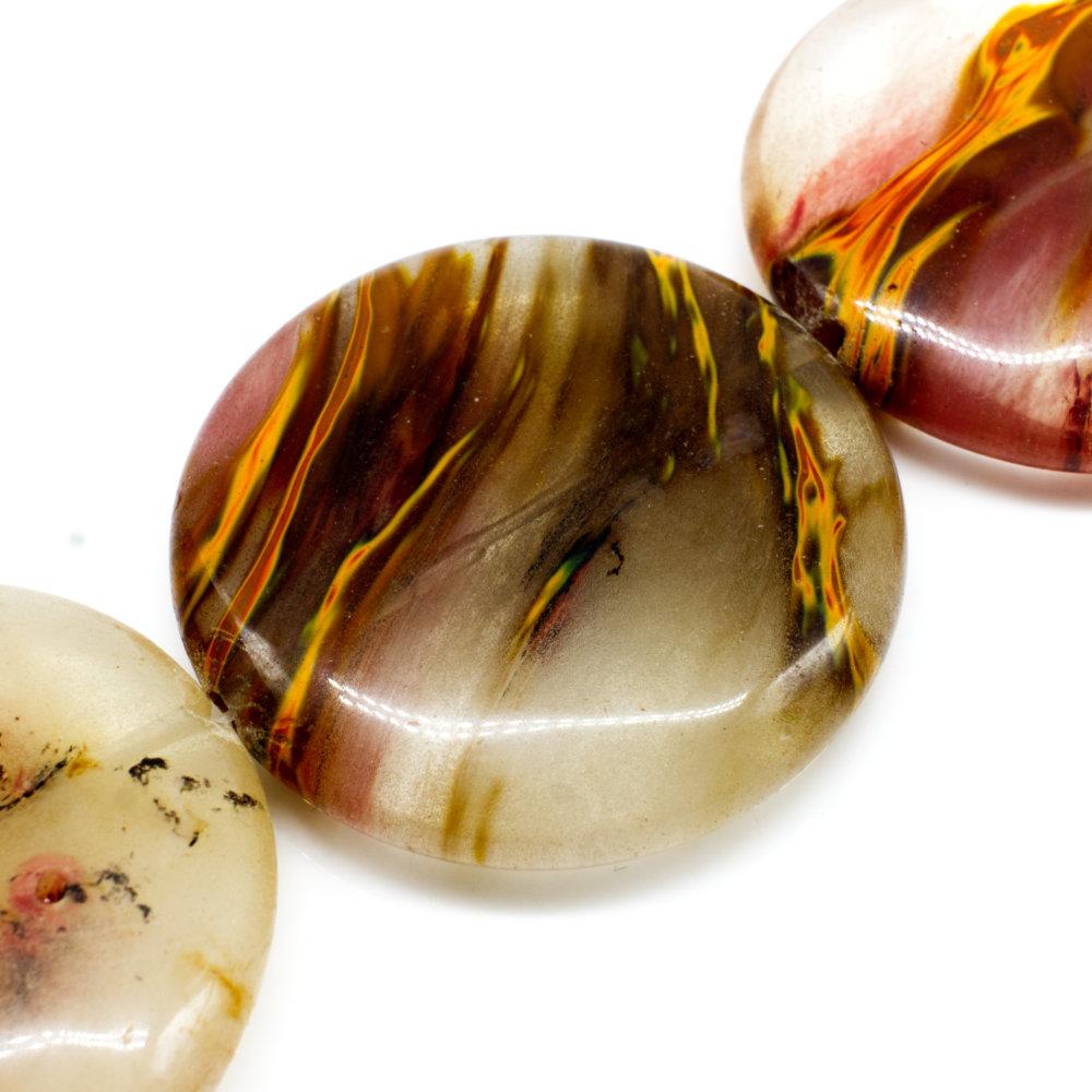 Volcano Glass Beads 40mm Disc - Mixed Colours 1pc