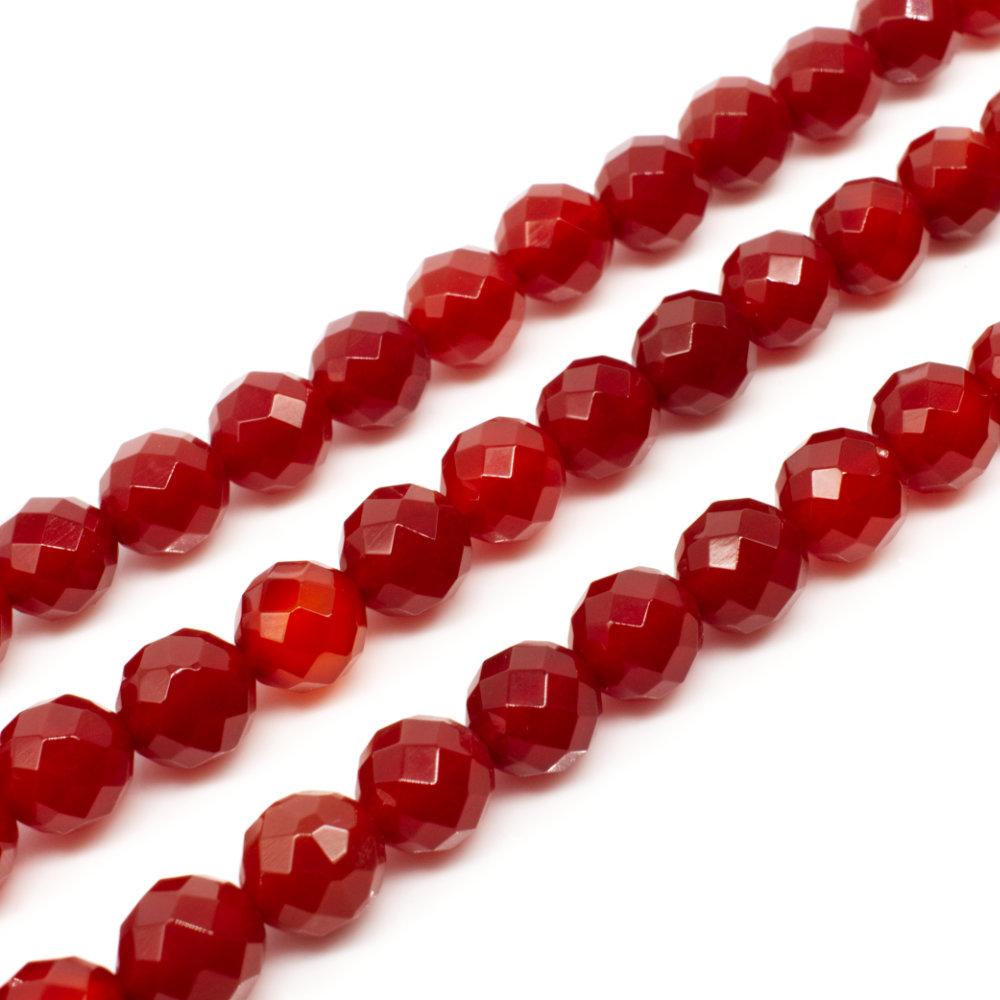 Malaysia Ruby Jade Facet Round Beads - 8mm 15" inch