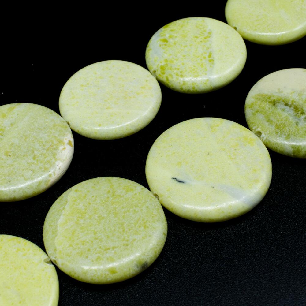 Olive Jade Disc Beads - 30mm 6pcs