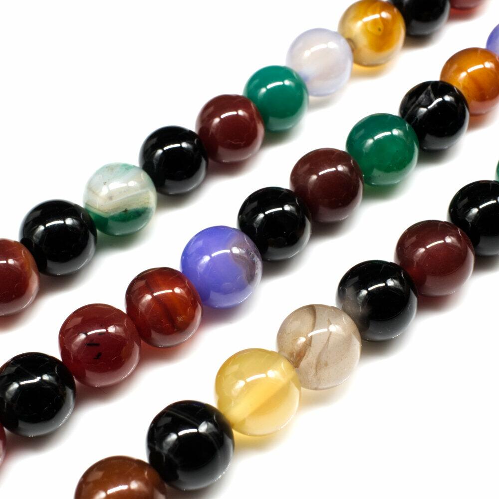 Mixed Agate Round Beads - 10mm 15" inch