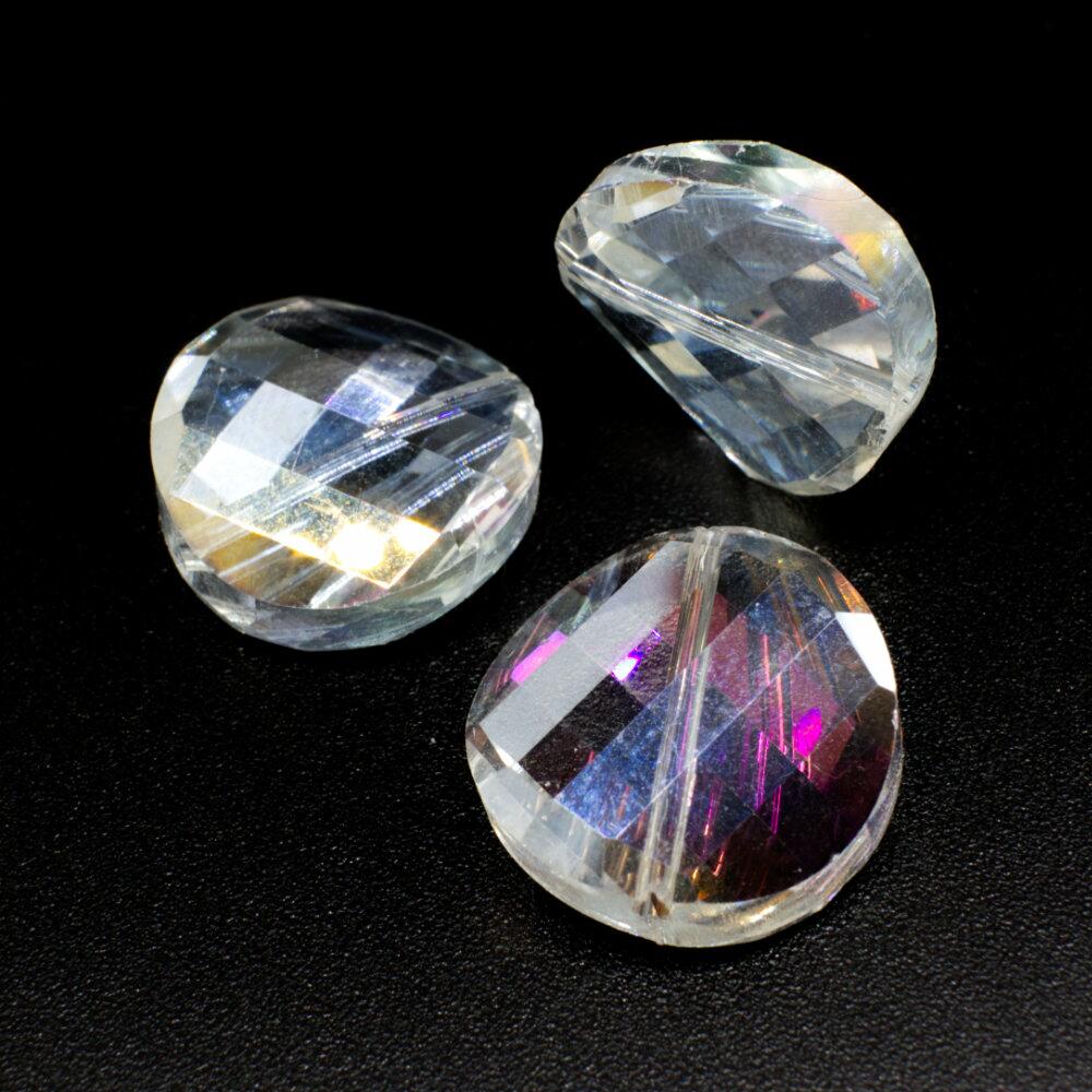 Crystal Curved Coin Bead 18mm 6pcs - Crystal AB