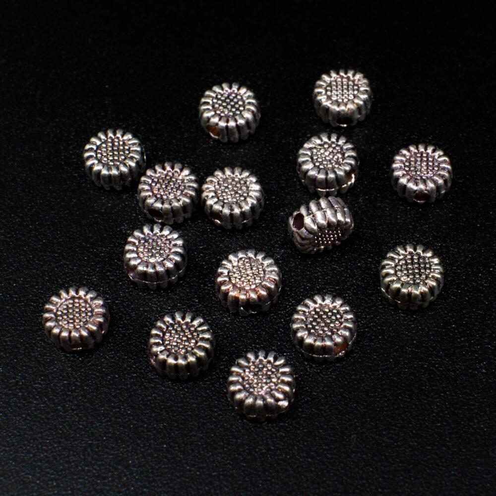 Metal Bead Flower Disc 5mm 25pcs - Antique Silver