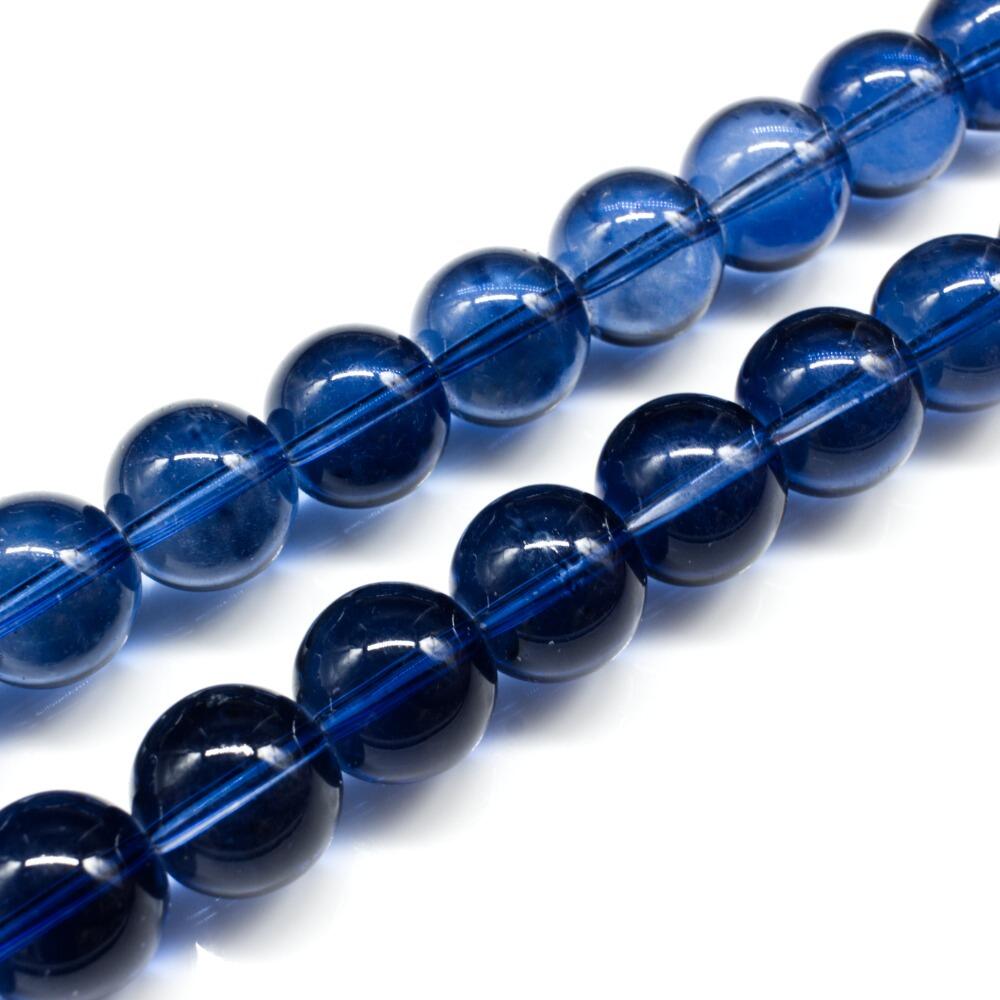 Glass Beads 12mm Round - Navy 14" String