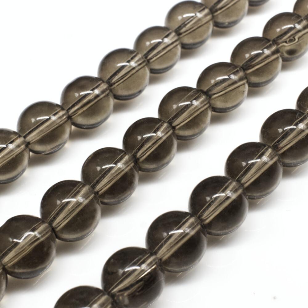 Glass Beads 10mm Round - Grey 14" String