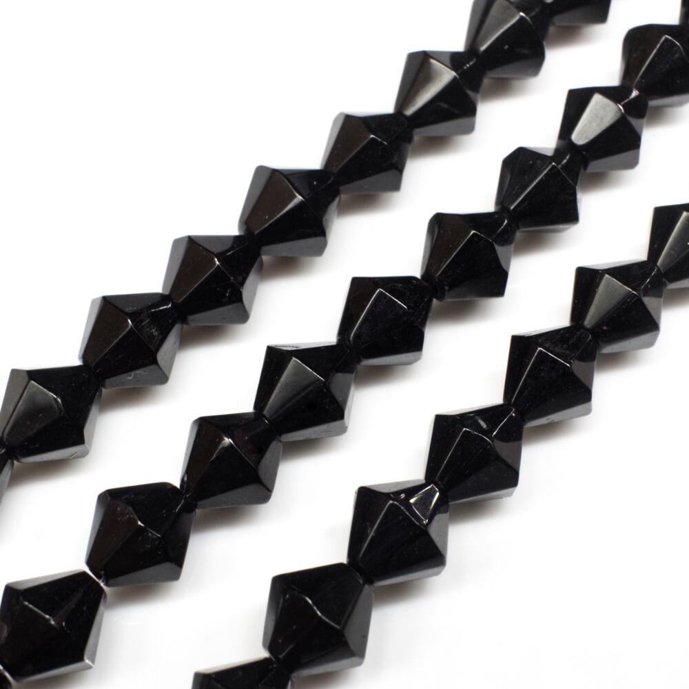 Glass Beads 8mm Bicone - Jet Black 14
