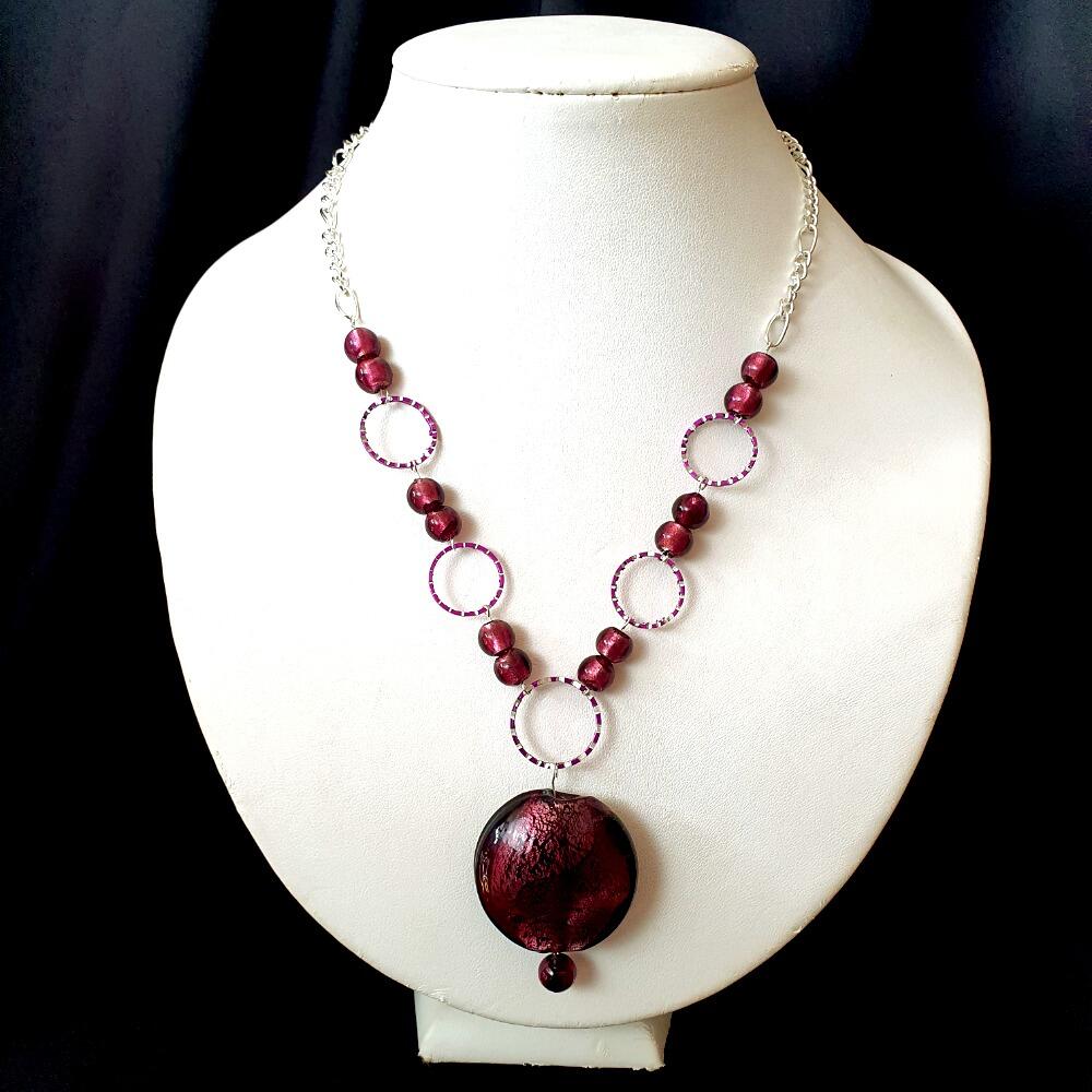 Ellen Silver Foil Necklace - Amethyst