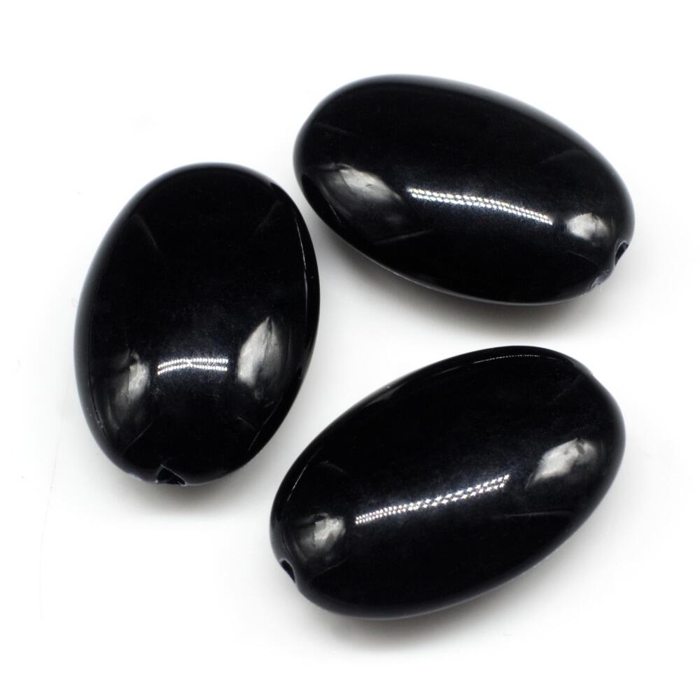 Acrylic Opaque Flat Oval 19mm 20pcs - Black
