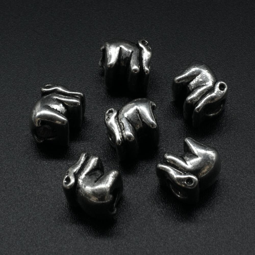 Ant. Silver Charm Bead Elephant 11mm Large Hole 1pc