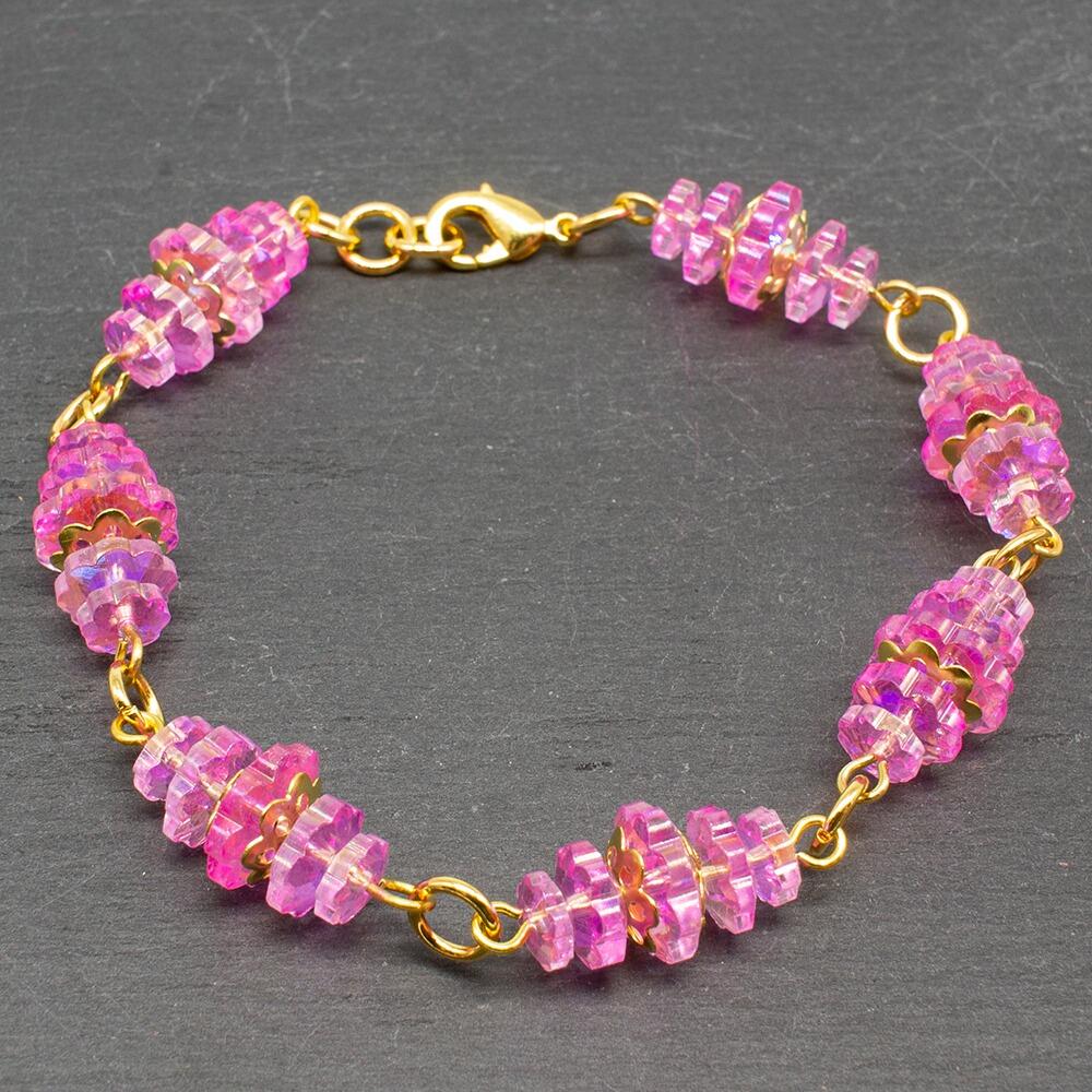 Margarita Flower Bracelets - Pink & Gold
