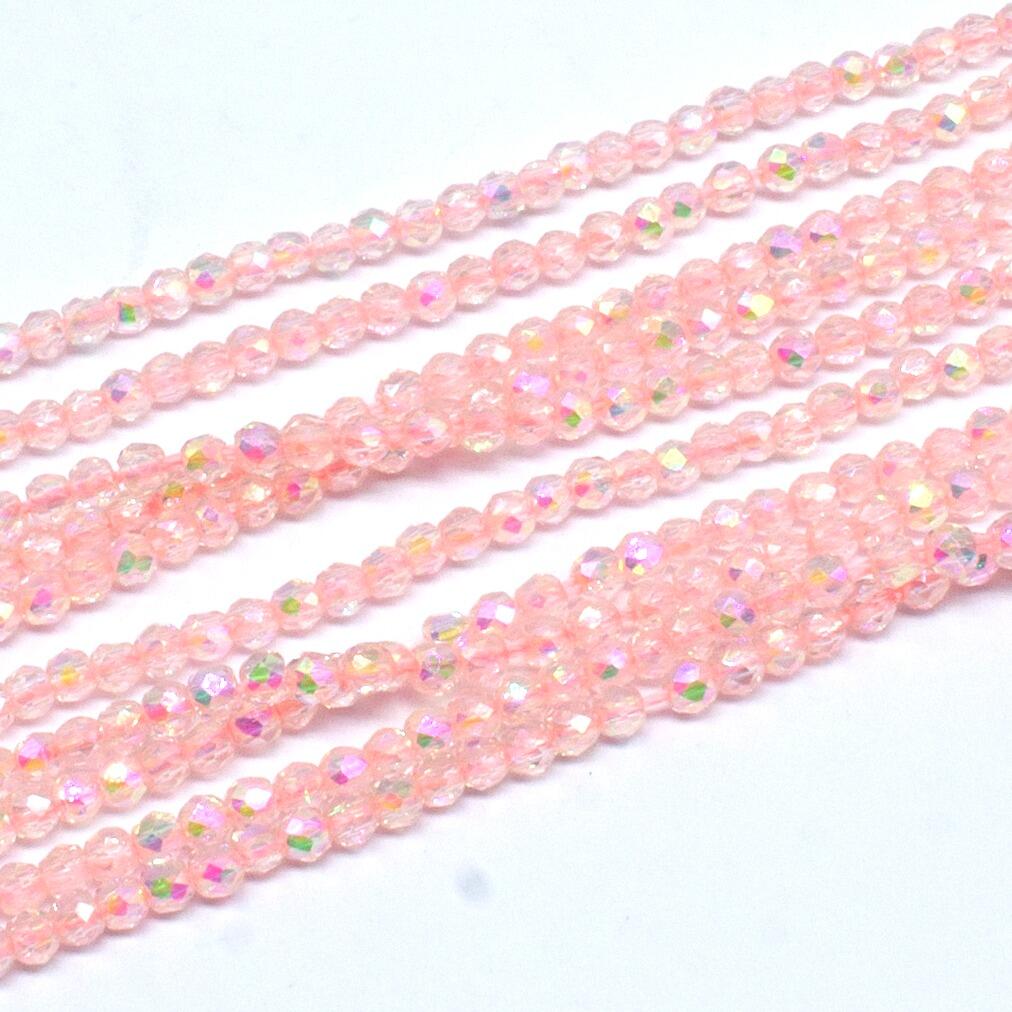 Micro Crystal Round Beads 1.5mm - Pink Rainbow