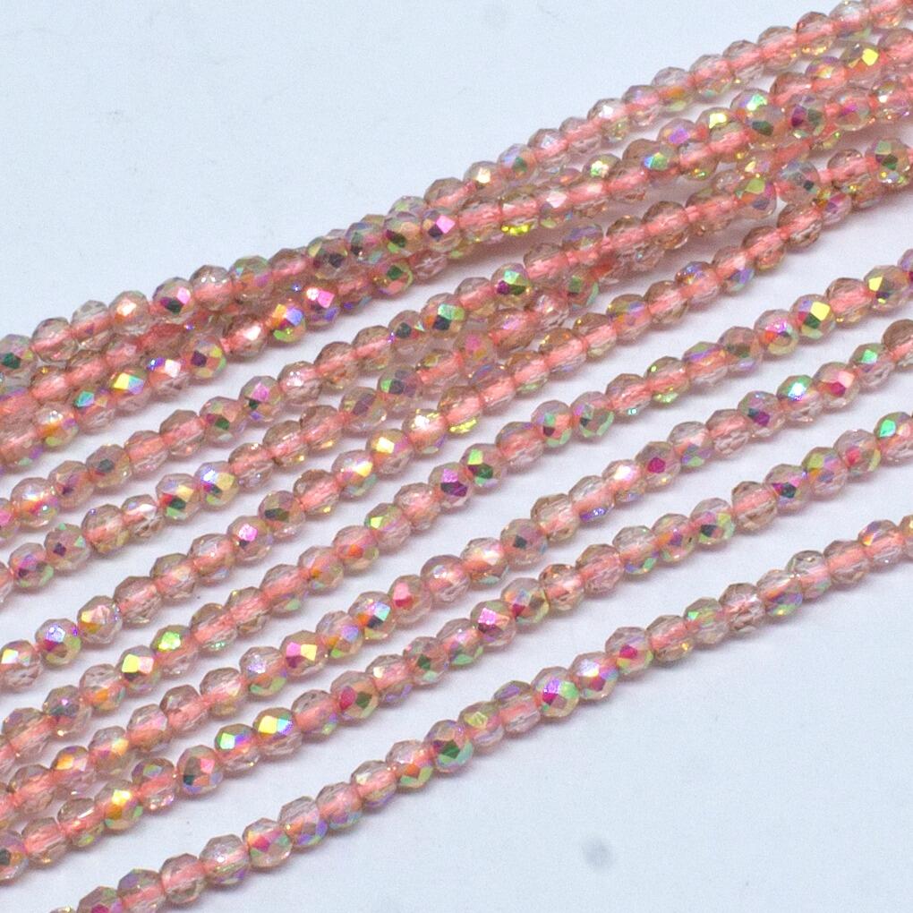 Micro Crystal Round Beads 1.5mm - Dusty Pink Rainbow