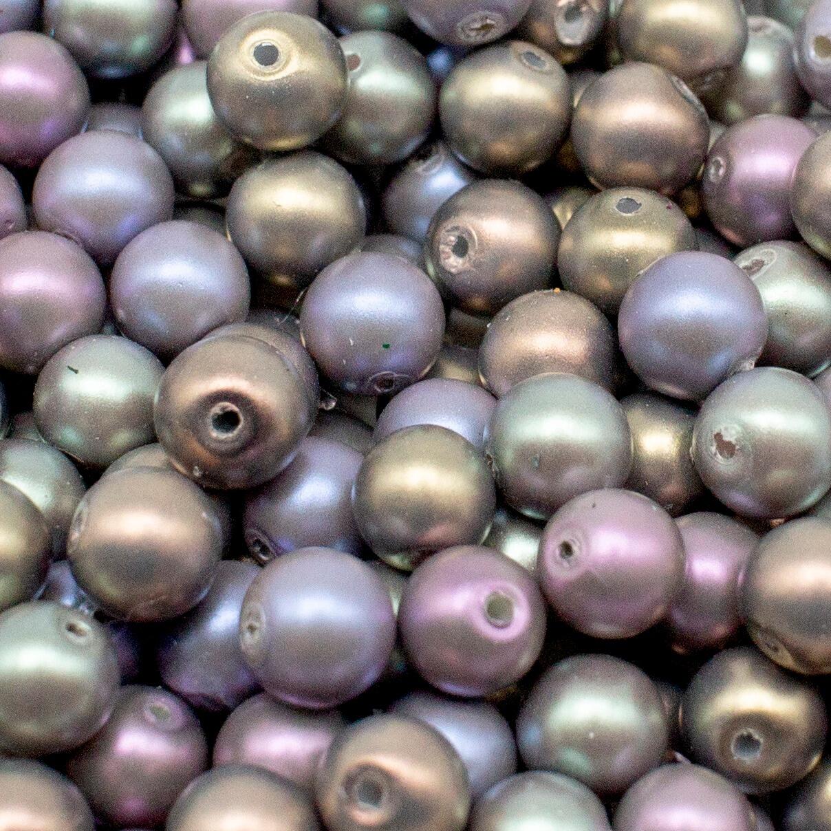 Satin Glass Pearl Round Beads 6mm - Mixed
