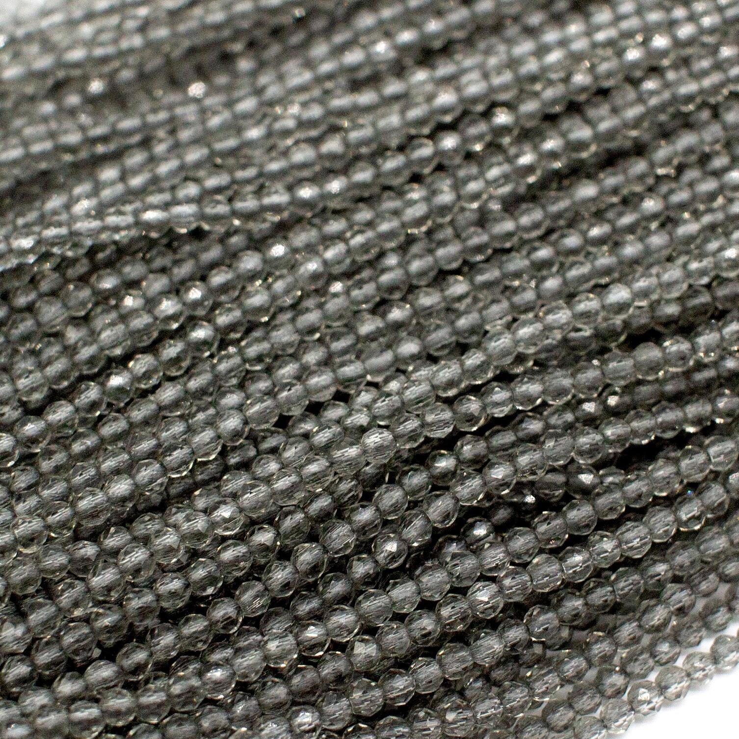 Micro Crystal Round Beads 1.5mm - Charcoal