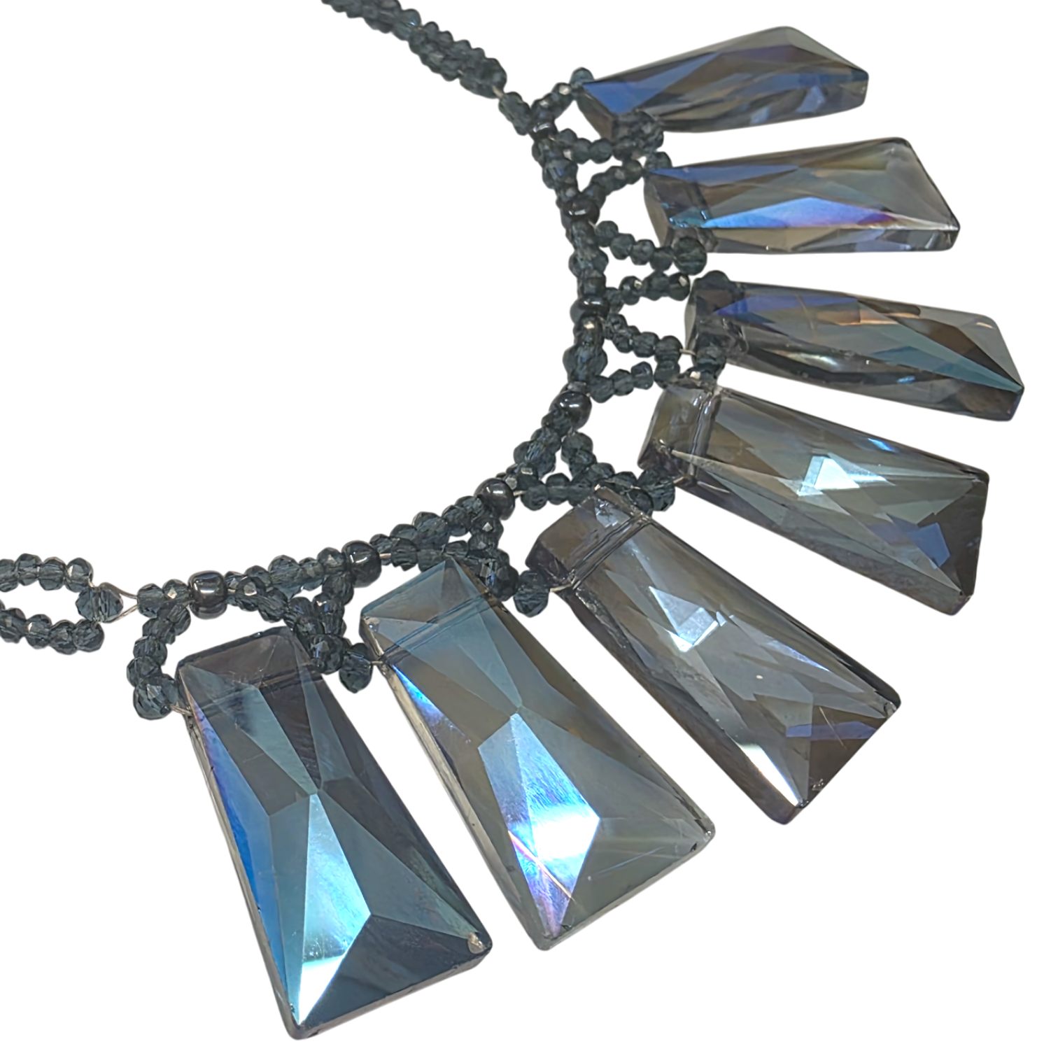 Trapezoid Crystal Necklace - Blue