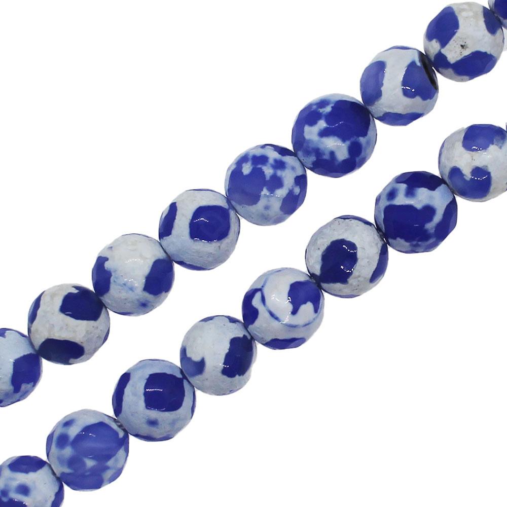 DZI Agate Faceted Round 8mm - Blue Wh 16" Strand | Craft, hobby ...