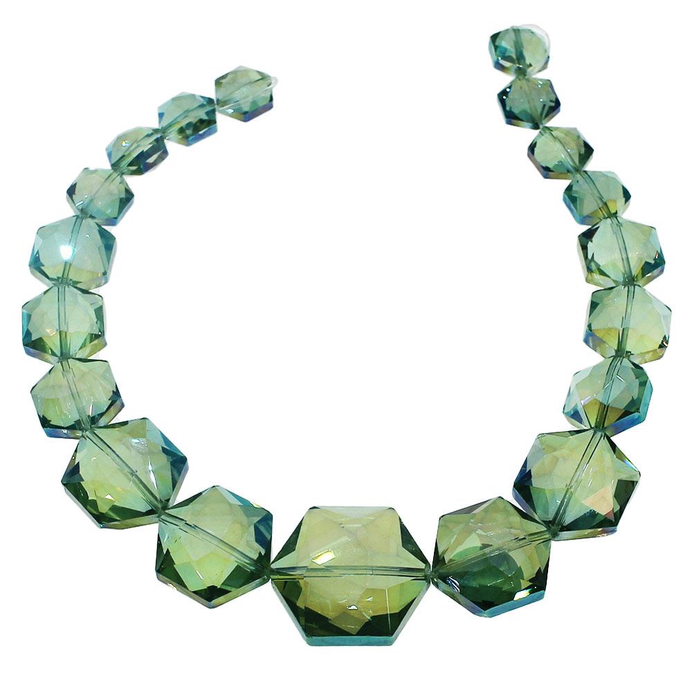 Crystal Hexagonal Beads Set - Electric Green - Grade B