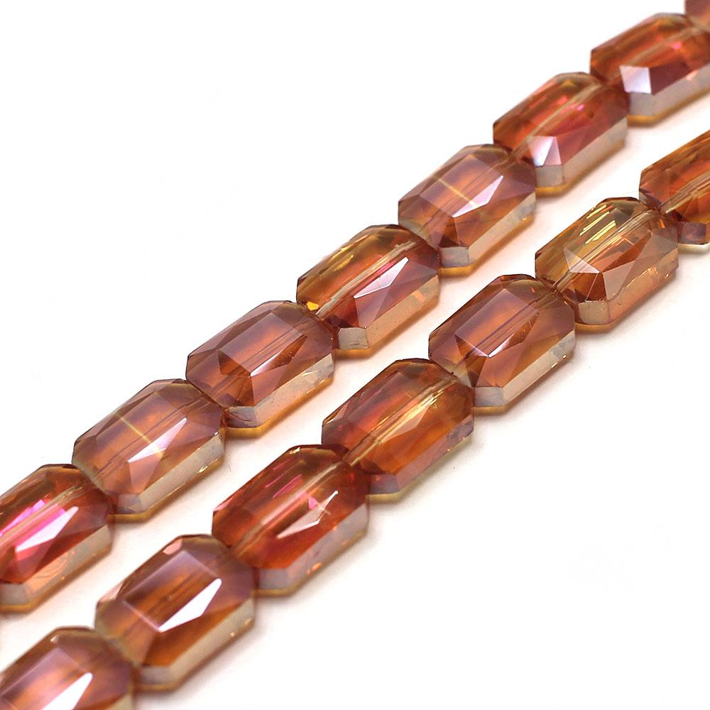 Crystal Faceted Rectangles 14mm - Burnt Orange