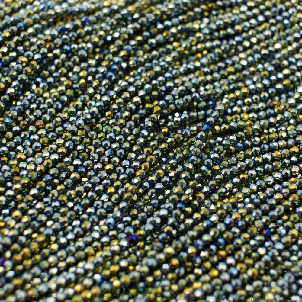 Micro Crystal Round Beads 1.5mm - Green Iris