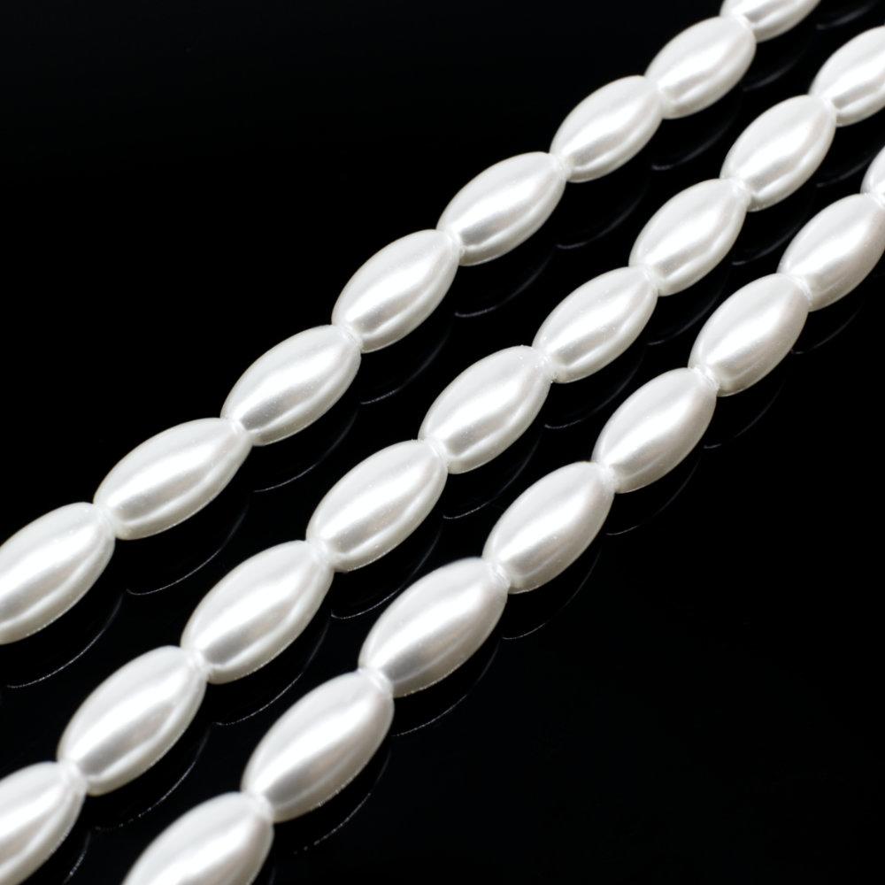 Glass Pearl Rice 4x7mm - Pure White
