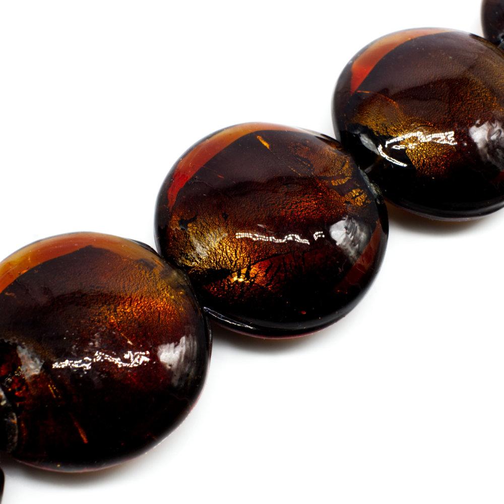 Silver Foil Disc Bead 34mm - Brown