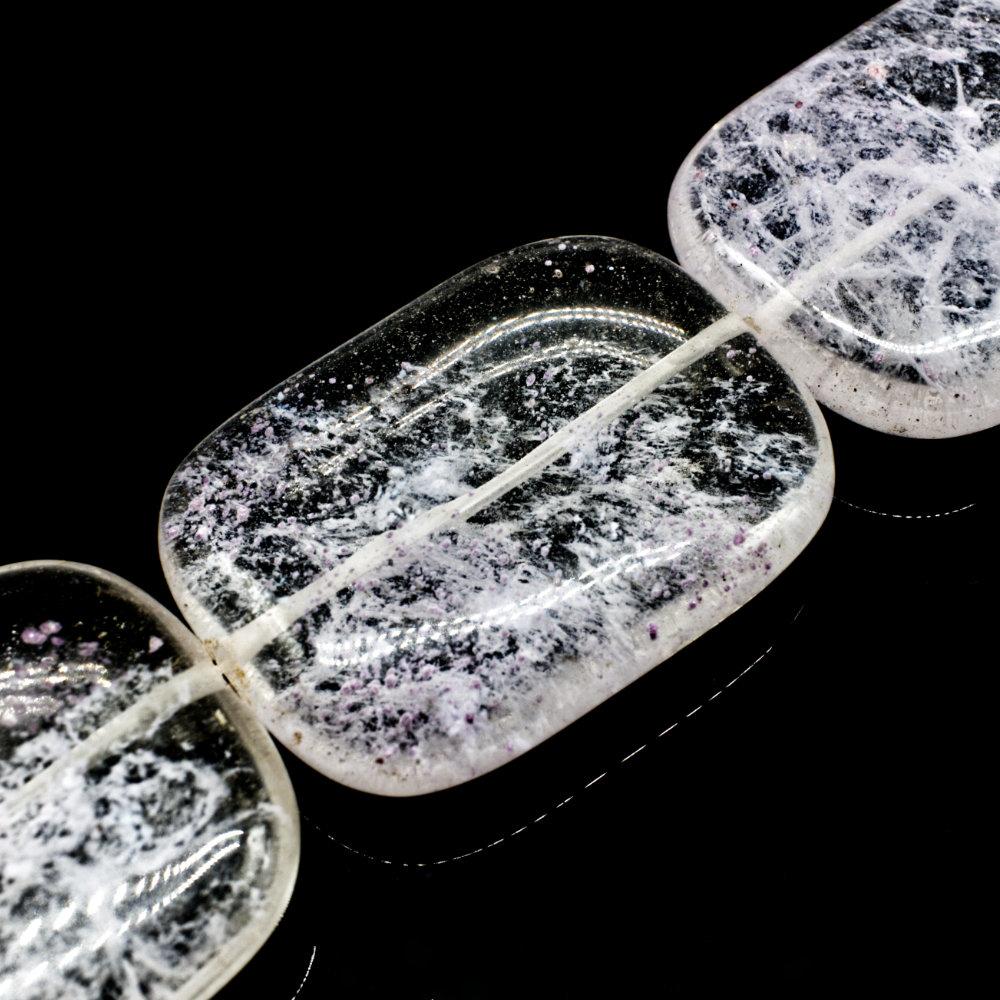 Volcano Glass Beads 40mm Rectangle - Crystal Quartz