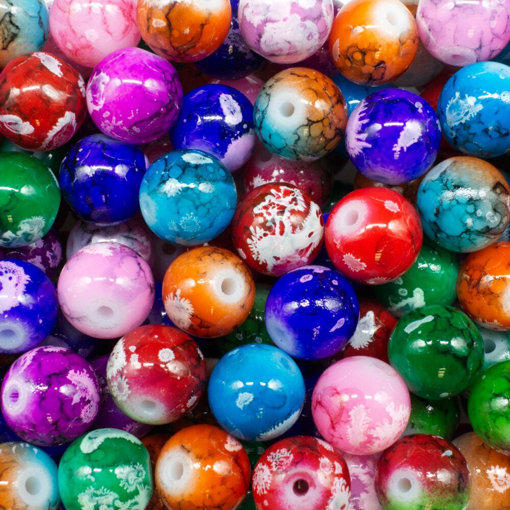 Ancient Marble Glass Beads Round 10mm - Mixed 40pcs