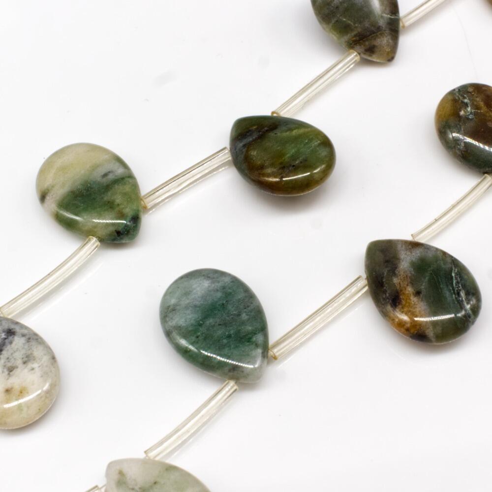 Tree Agate Teardrop Beads - 18mm 15" String