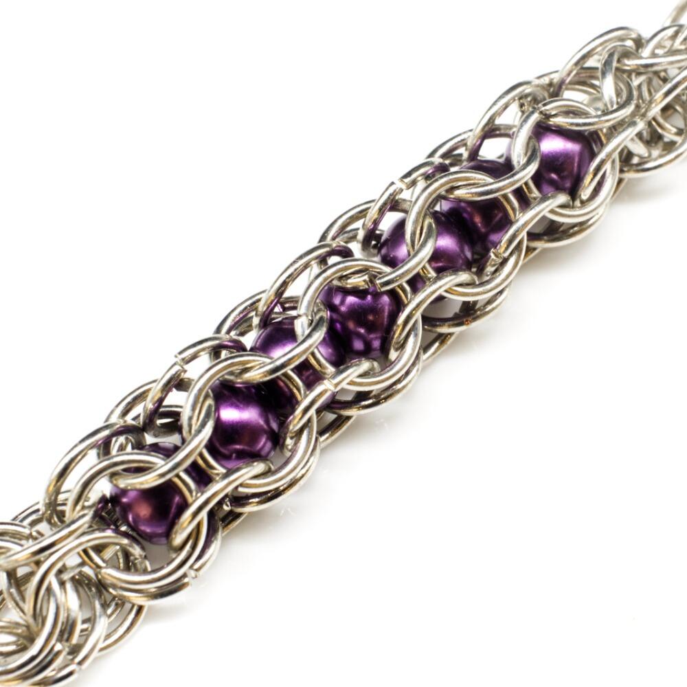 Cora Beaded Chain Maille Bracelets - Dull Silver