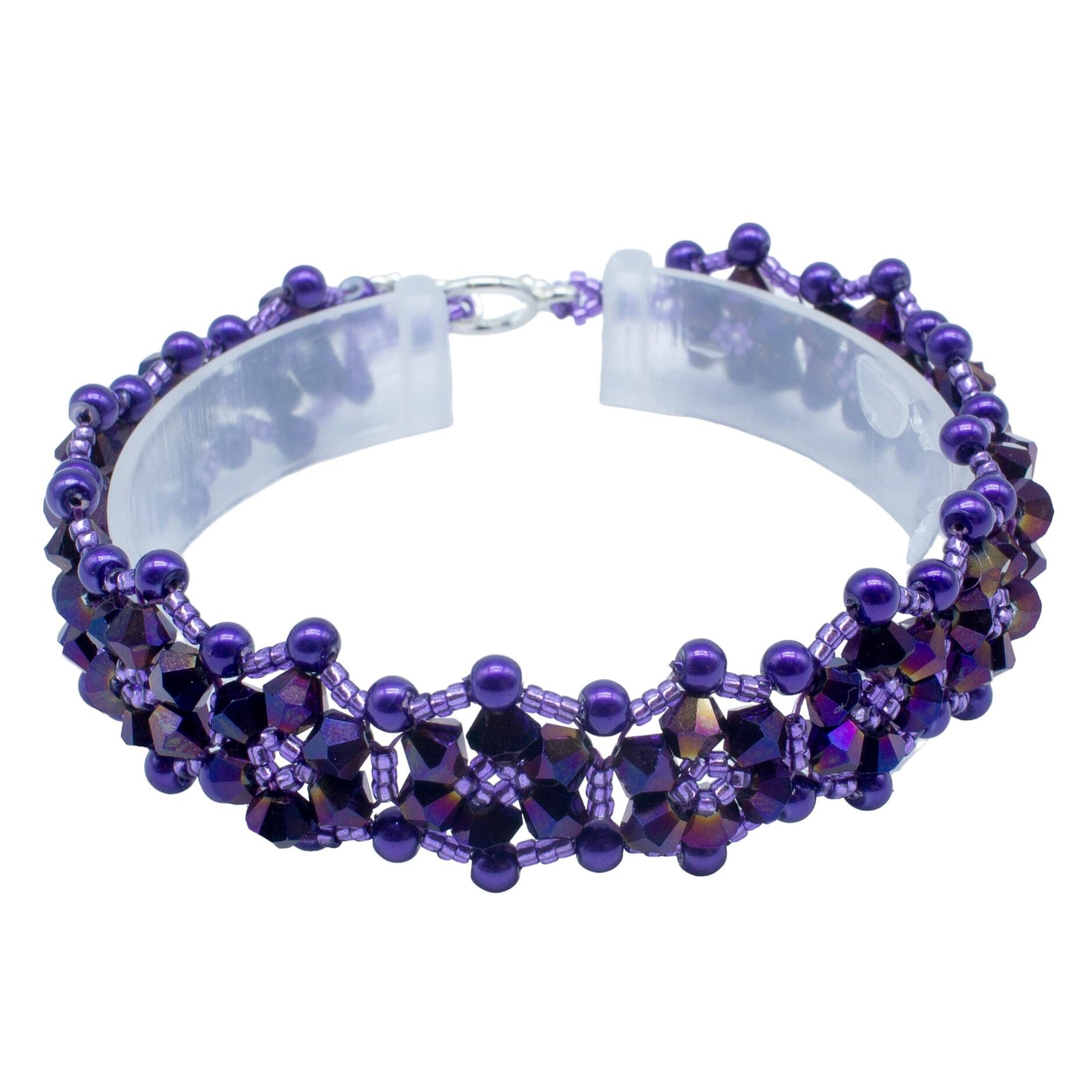 Crystal Flower Bracelet Makes 2 - Purple