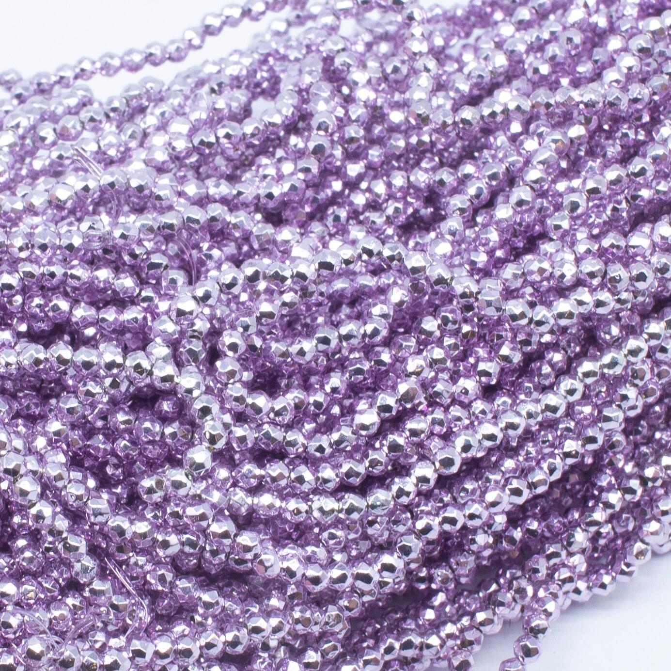 Micro Crystal Round Beads 1.5mm - Metallic Lavander