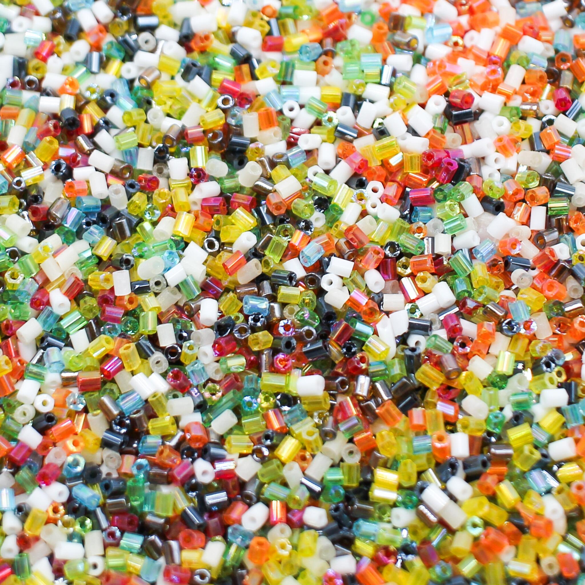 Hex Cut Beads 100g - Rainbow Mix