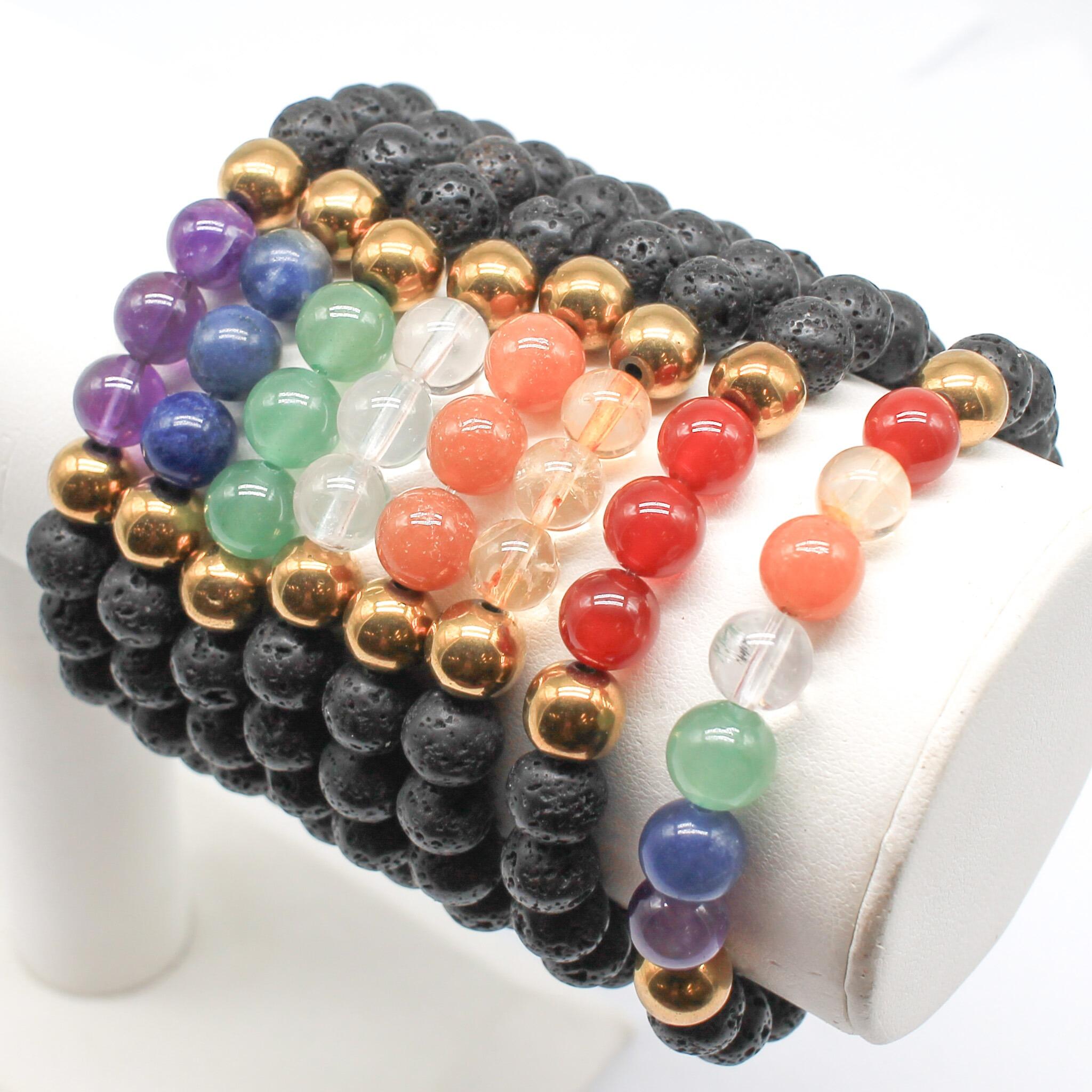 Chakras Gemstone Bracelets Kit Gold