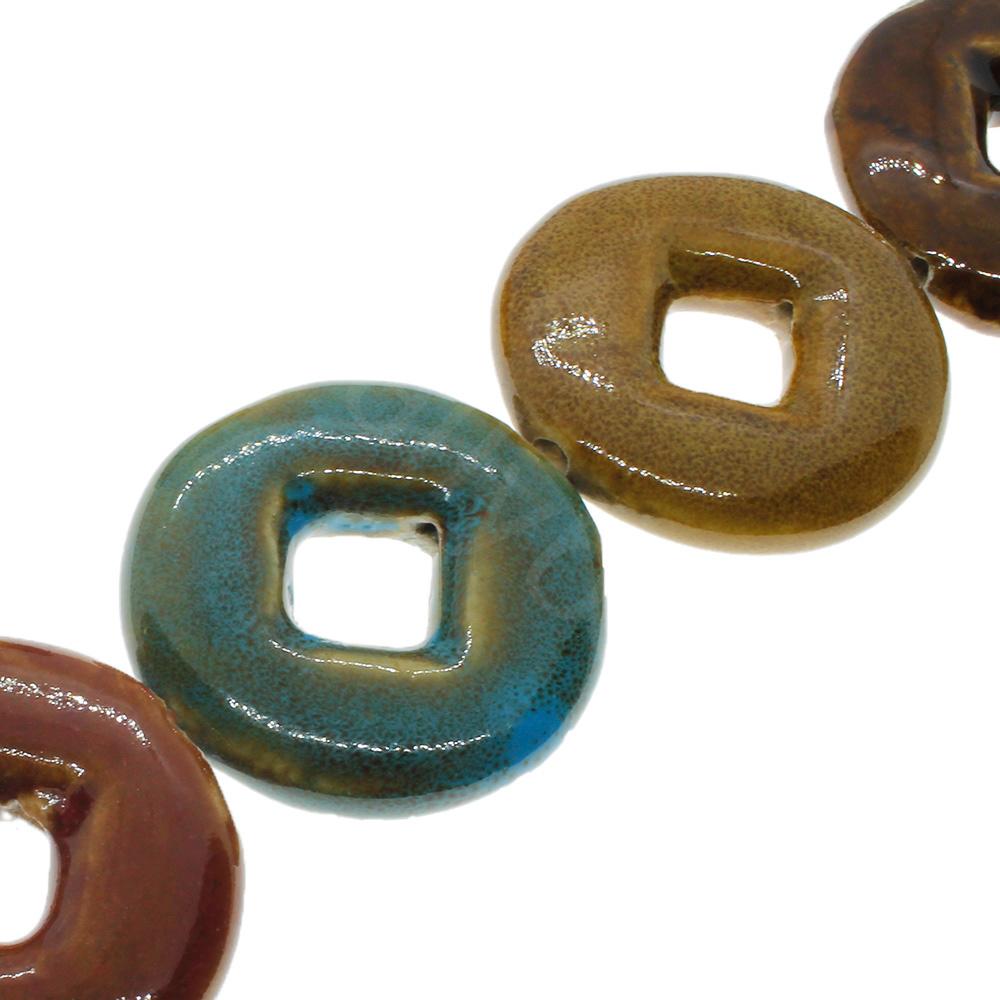 Ceramic Beads - Ancient Coin 35mm - Mixed