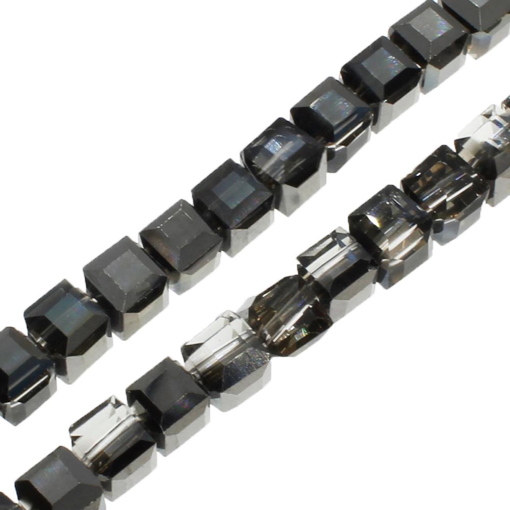 Crystal Faceted Cube 4mm Black Diamond Shadow 16" String | Craft, hobby ...