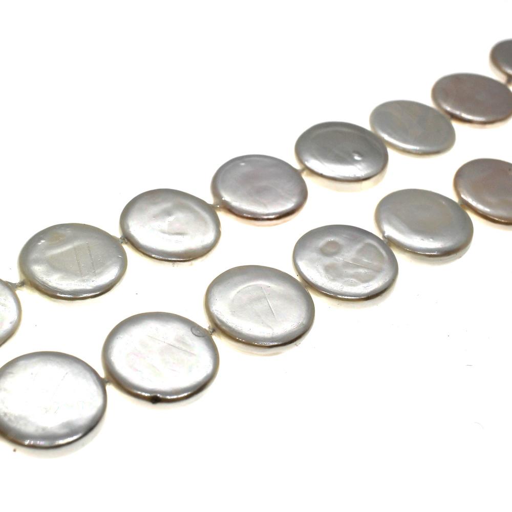 Sea Shell Pearl Beads 15mm Coin White