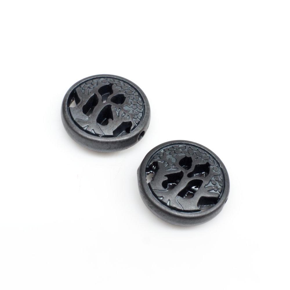 Hematite Forrest Coin 12mm 2pcs Unpolished