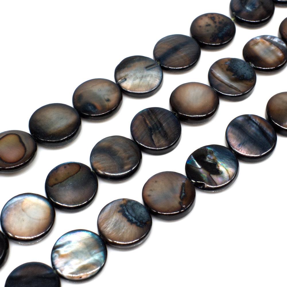 Shell Disc Beads 11mm - Dark Grey | Craft, hobby & jewellery supplies ...