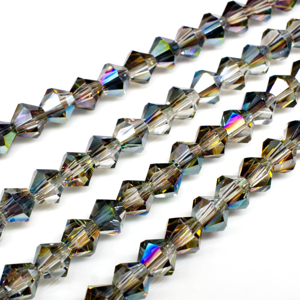 Premium Crystal 6mm Bicone Beads - Clear Rainbow